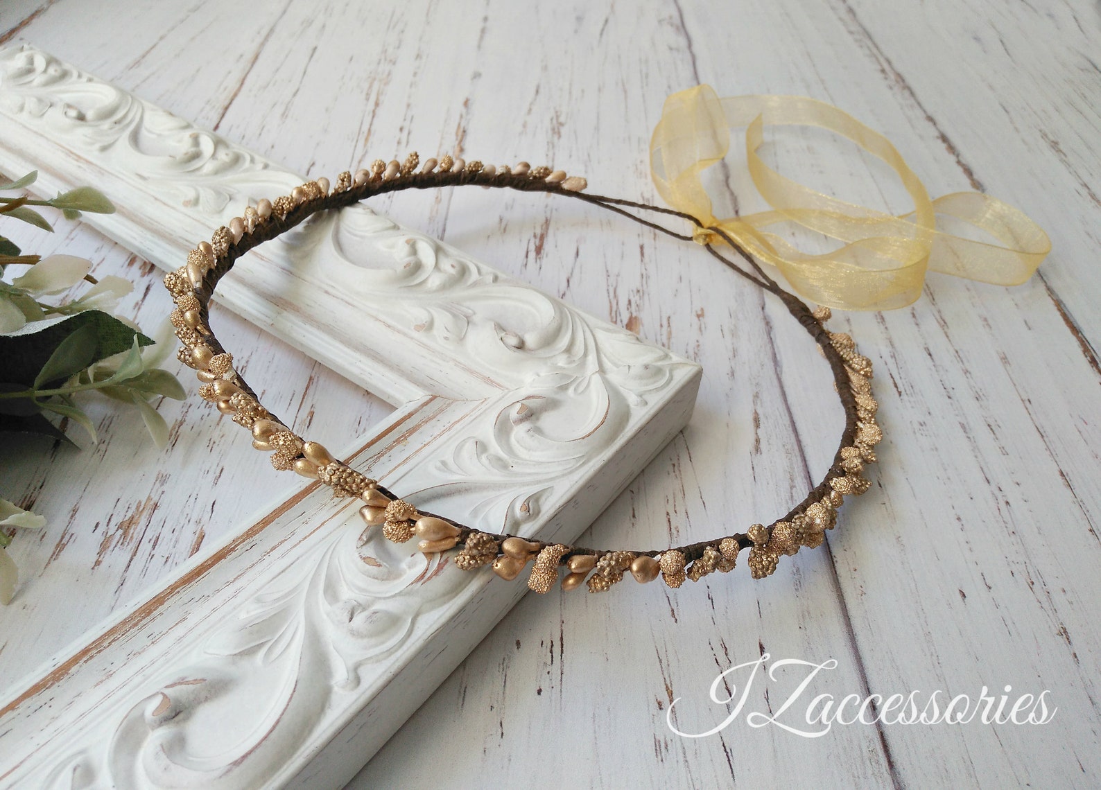 Simple Berry crown Gold Bridal hair piece Flower crown Boho | Etsy