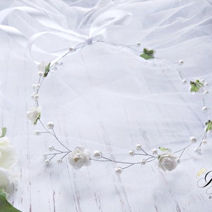 18 COLORS Delicate Flower Crown White Rose Crown Pearl Bridal Hairpiece ...