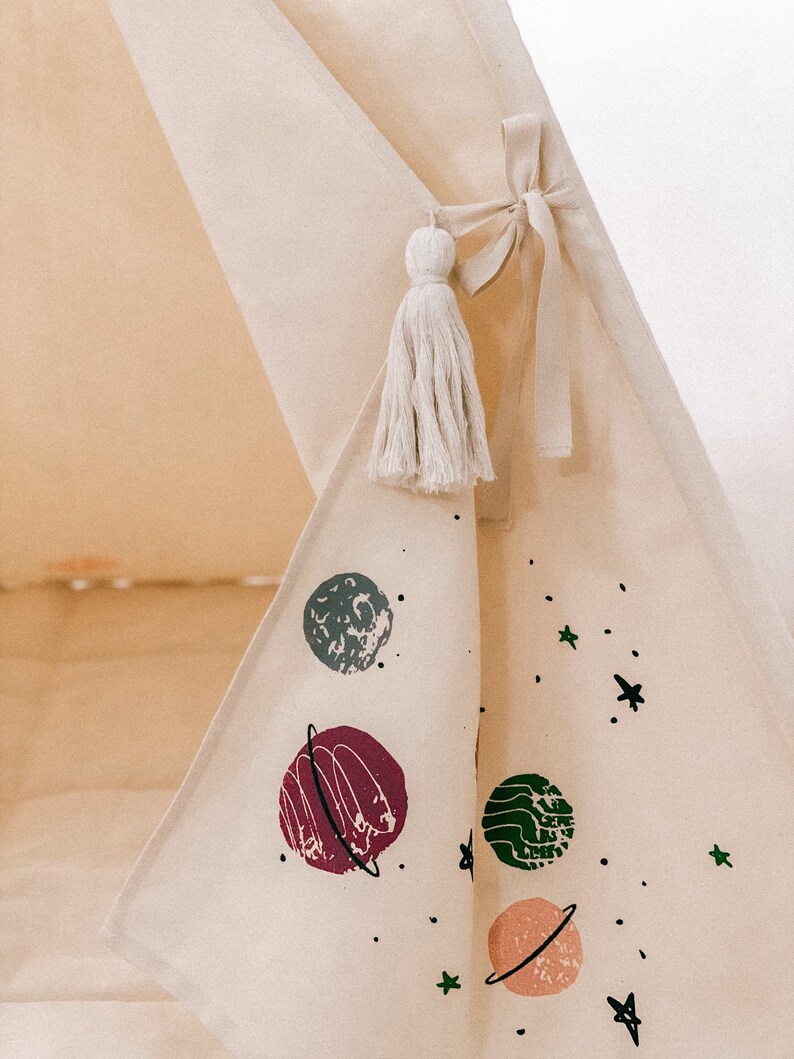 Solar System Teepee Tent Teepee 4 Poles Play Tent With Two | Etsy