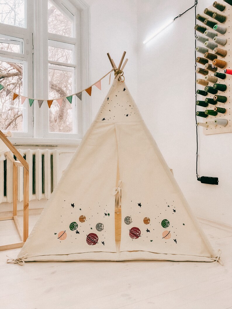 Solar System Teepee Tent Teepee 4 Poles Play Tent With Two | Etsy