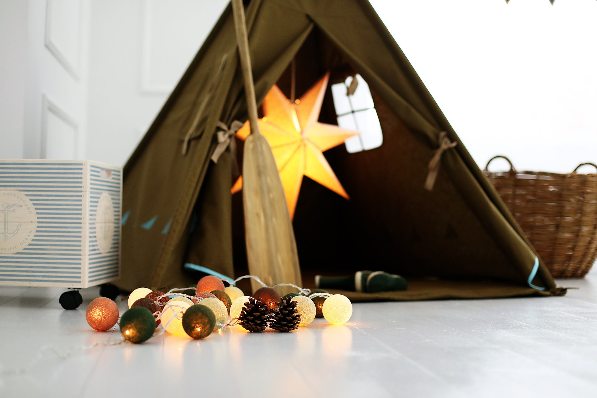 Khaki+blue Teepee Tent, Play Tent, Kids Play Tent, Teepee for Boy ...