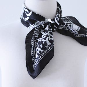 Chains and Leopard Print Square Scarves / Soft Silk Head Scarf / Scarf ...