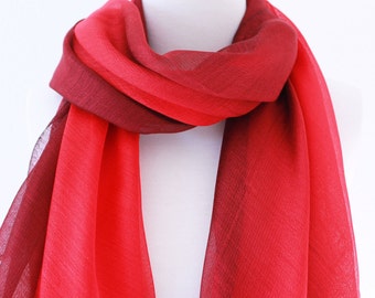 Red Cotton Scarf | Etsy