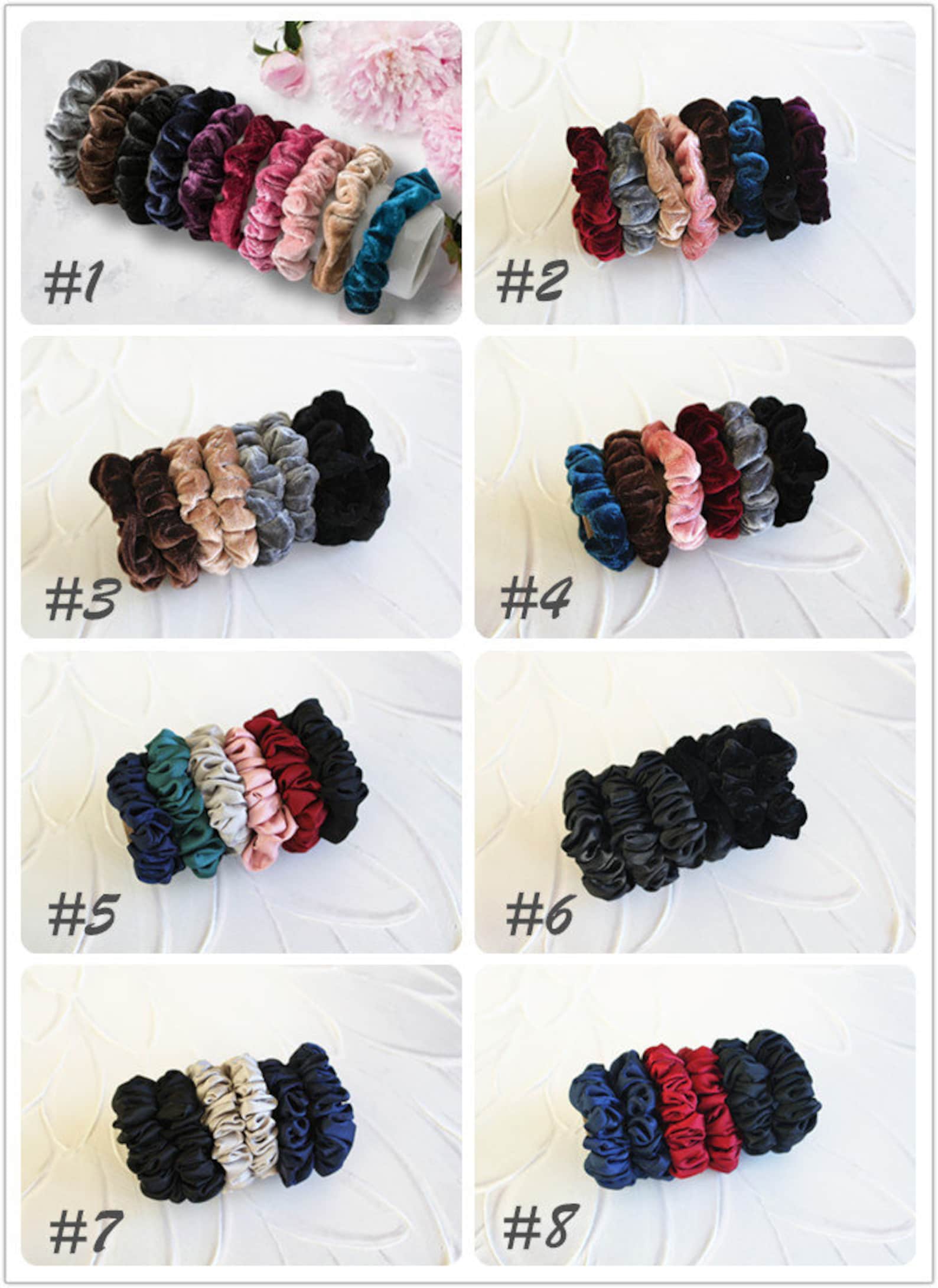 10 Colors/scrunchies Set/solid Color Thin Velvet Scrunchie - Etsy