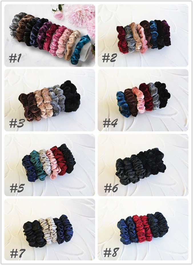 10 Colors/scrunchies Set/solid Color Thin Velvet Scrunchie - Etsy