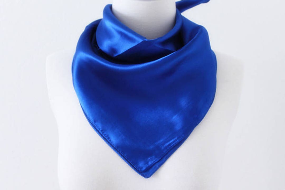 Sapphire Blue Square Scarves / Soft Silk Head Scarf / Scarf Headband ...
