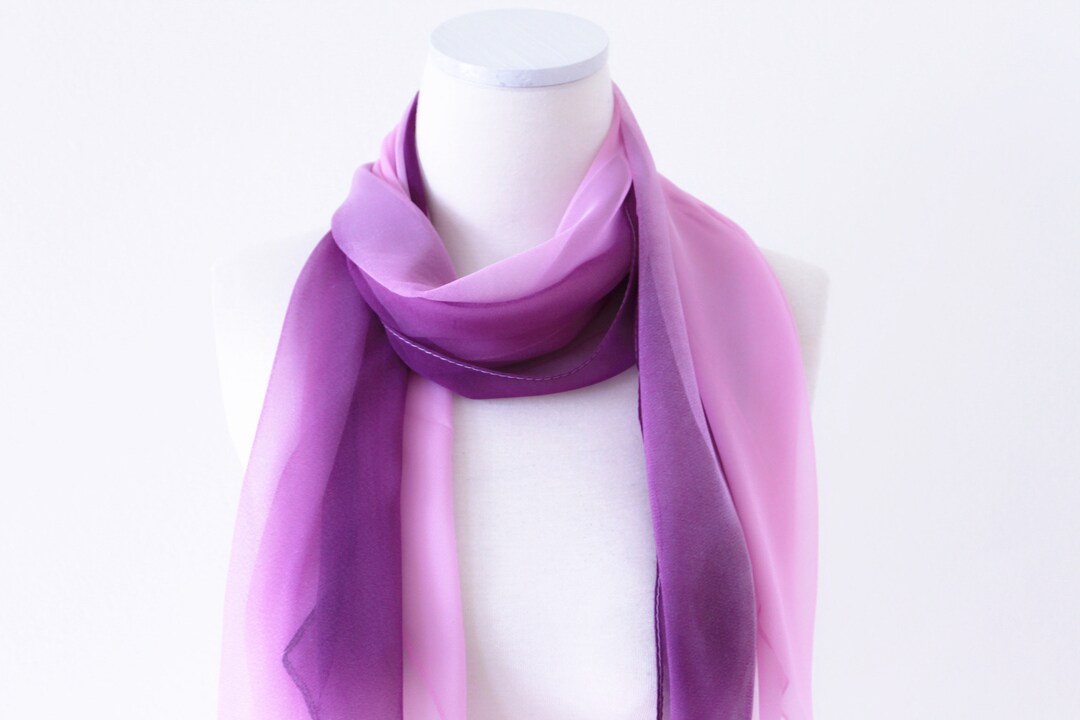 FINAL Sale//soft Chiffon Long Wrap Scarves/violet Gradient Scarf/purple ...