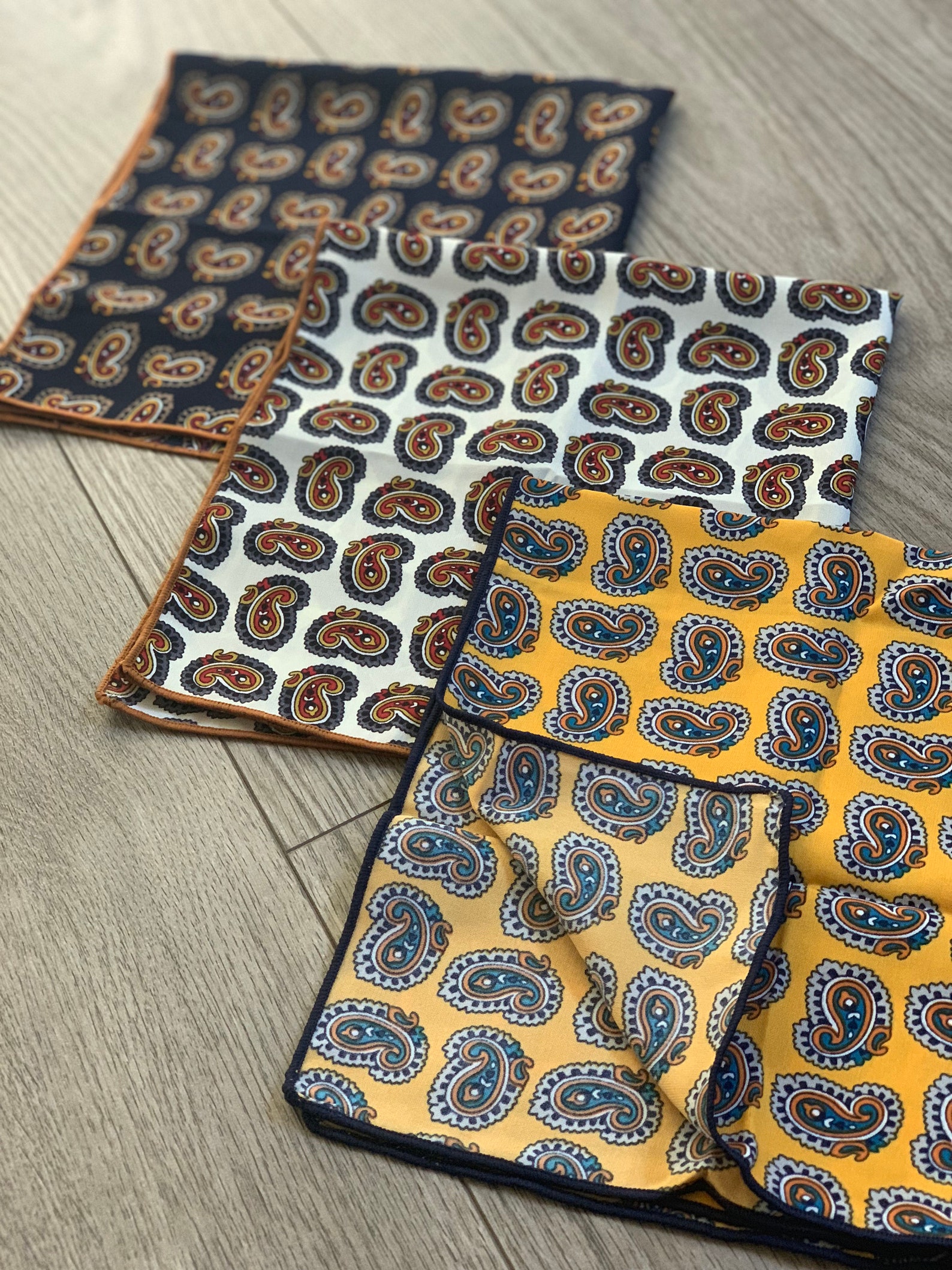 3 Colors Available/paisley Square Scarves/silk Blend Head Neck - Etsy