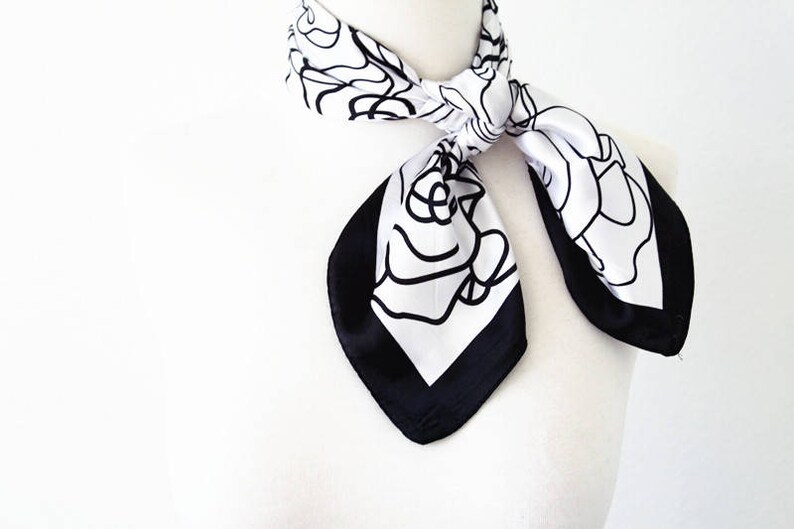 Rose Floral Print Square Scarves / Soft Silk Head Scarf / - Etsy