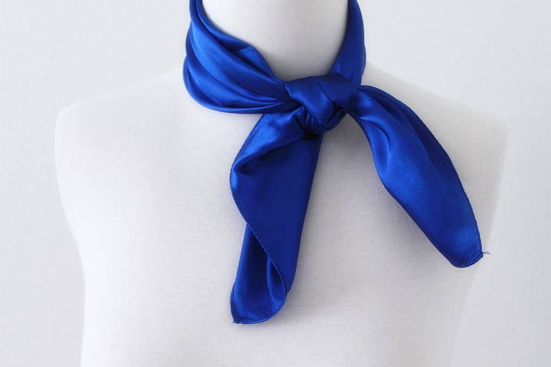 Sapphire Blue Square Scarves / Soft Silk Head Scarf / Scarf - Etsy