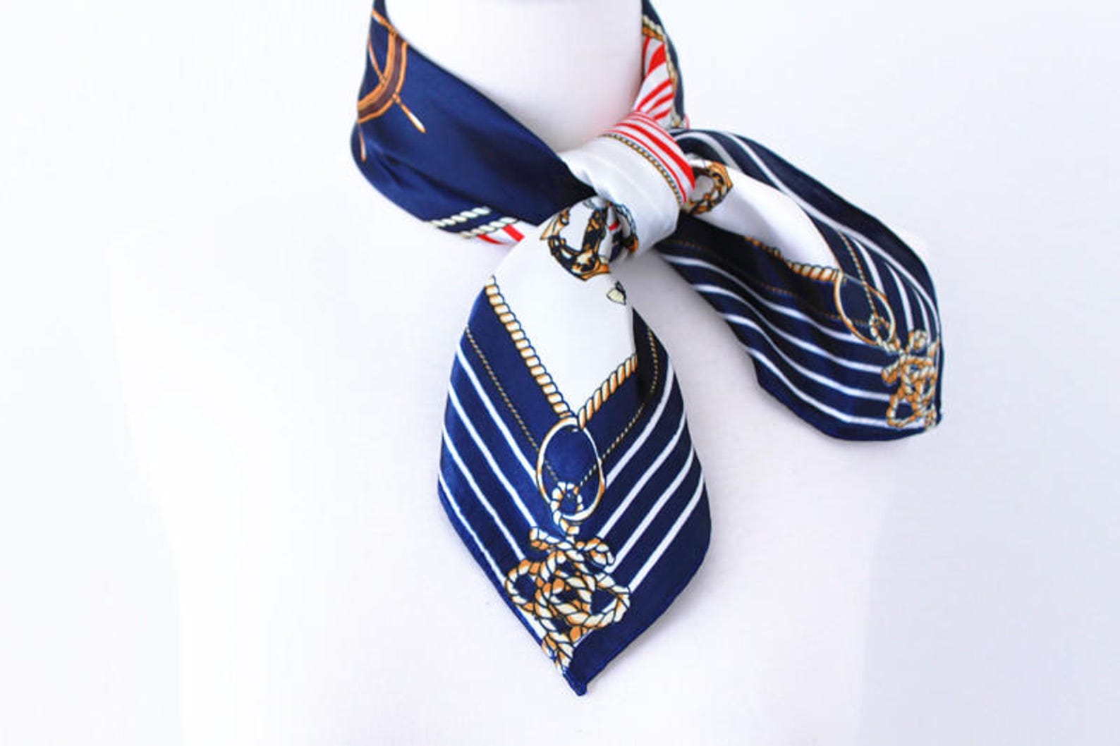Nautical Square Scarves / Soft Silk Head Scarf / Scarf - Etsy