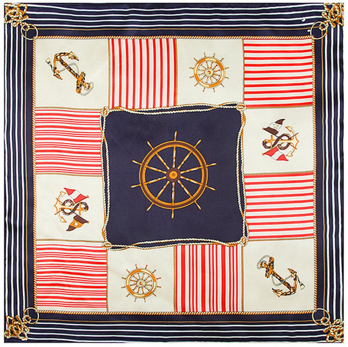Nautical Square Scarves / Soft Silk Head Scarf / Scarf - Etsy