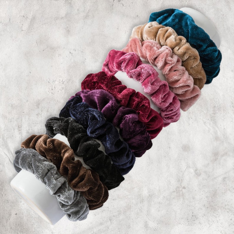 10 Colors/Scrunchies Set/Solid Color Thin Velvet Scrunchie | Etsy