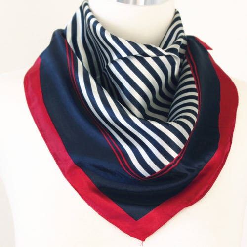 Nautical Square Scarves / Soft Silk Head Scarf / Scarf - Etsy