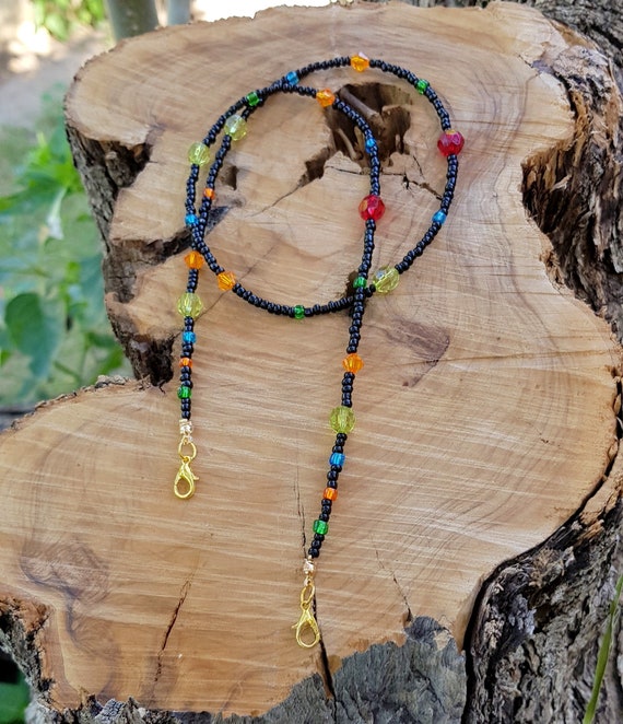 Black Face Mask Holder Beaded Chain Necklace Mask Strap Face - Etsy