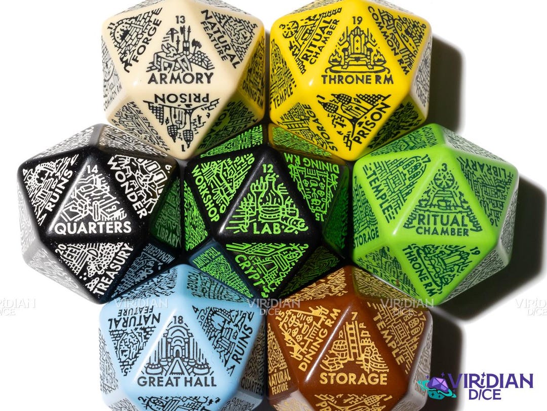 Dungeon Room Generator Die: Acrylic D20 for D&D | Giant D12 (1) - Etsy