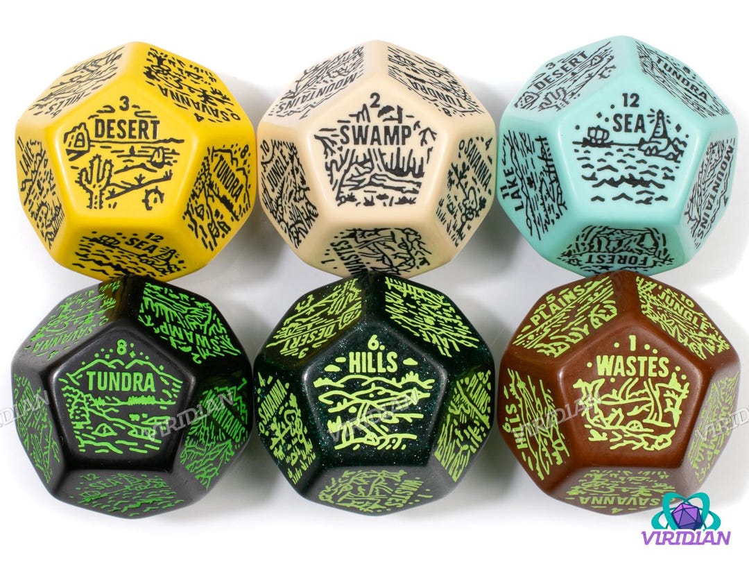 Geography Generator Die | D&D Overworld Map Biome Dice, Plains, Forest ...