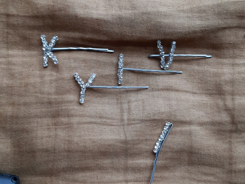 Heart bobby pins Initial Rhinestone hair clip Alphabet Crystal | Etsy