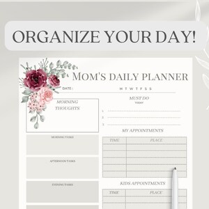 Daily Planner Template for Moms, Mother's Daily Planner, Instant ...