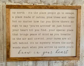 Up North Vintage Faux Birch Sign Framed in Faux Sticks Cabins - Etsy