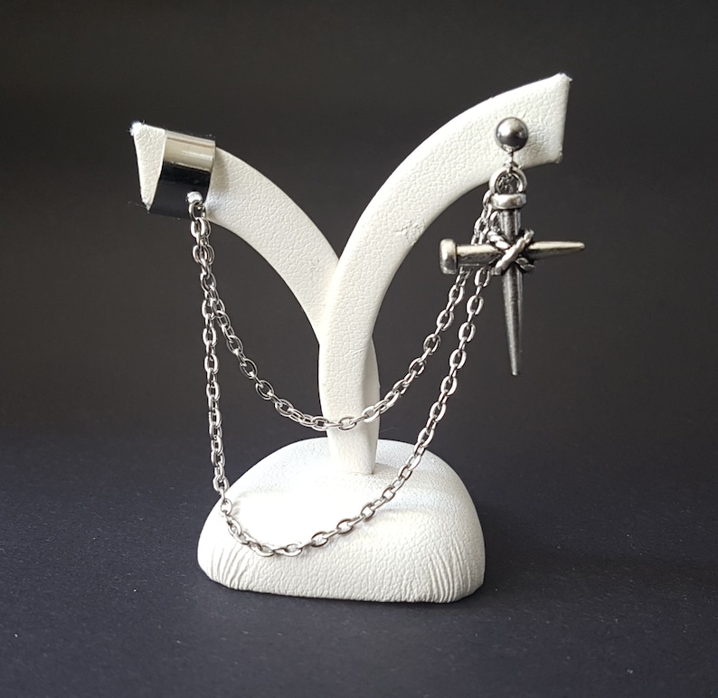 Vampire Slayer Stake Cross Chain Ear Cuff - Dracula, Gothic, Van ...