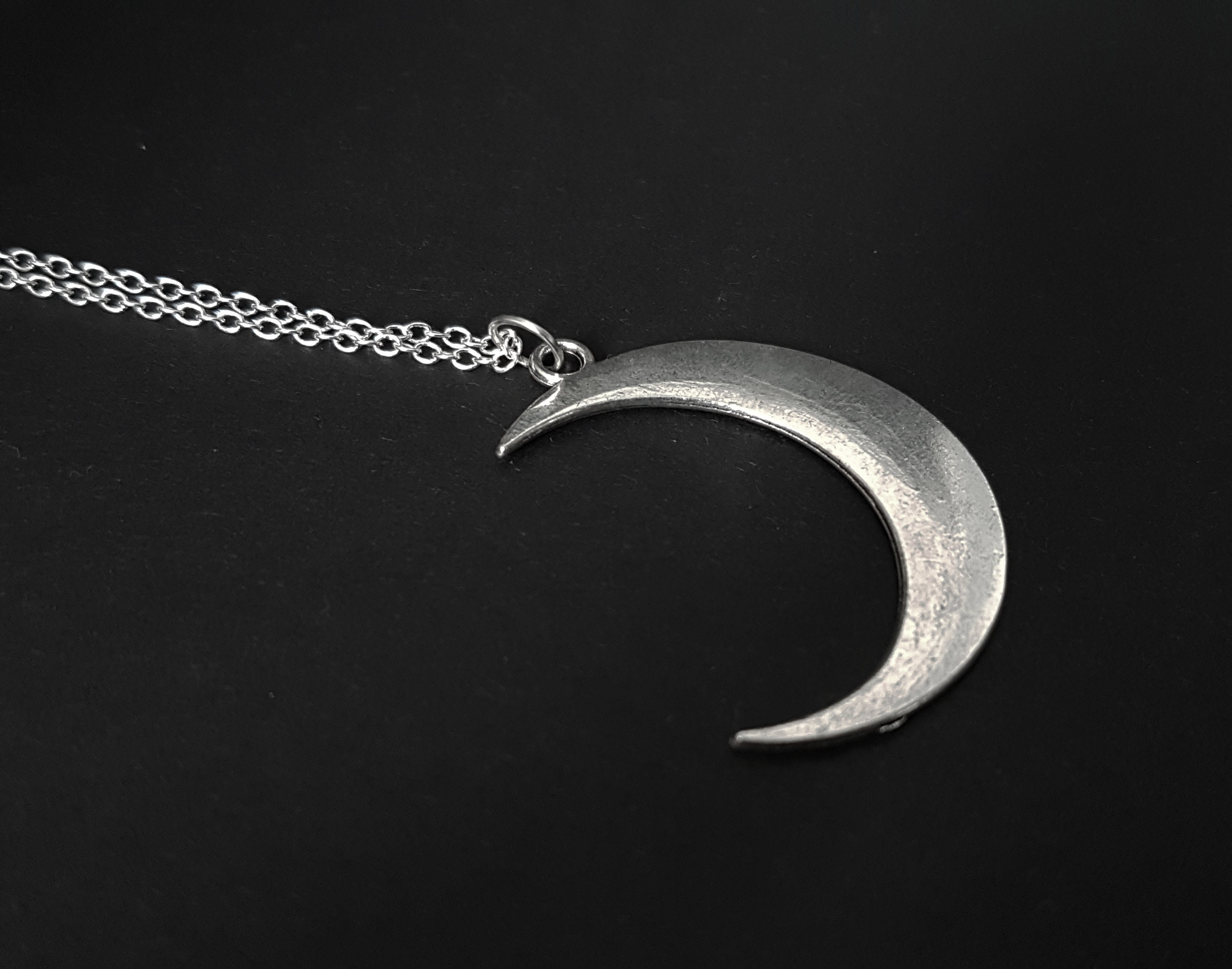 Long Large Crescent Moon 75cm Stainless Steel Chain Necklace | Etsy
