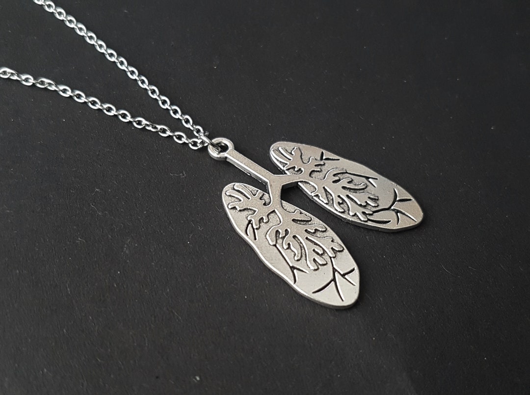 Silver 2D Anatomical Lung 55cm Necklace Horror, Halloween, Spooky, Goth ...