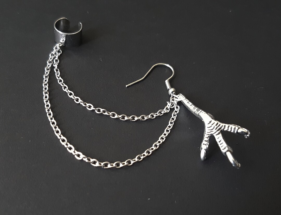Silver Forestcore Bird Talon Claw Feet Ear Cuff Horror, Gothic, Goth ...