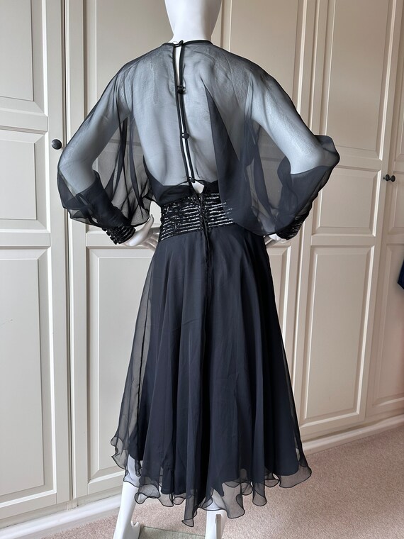 Fabulous 1970s Jean Varon Sheer and Sequinned Cocktai… - Gem