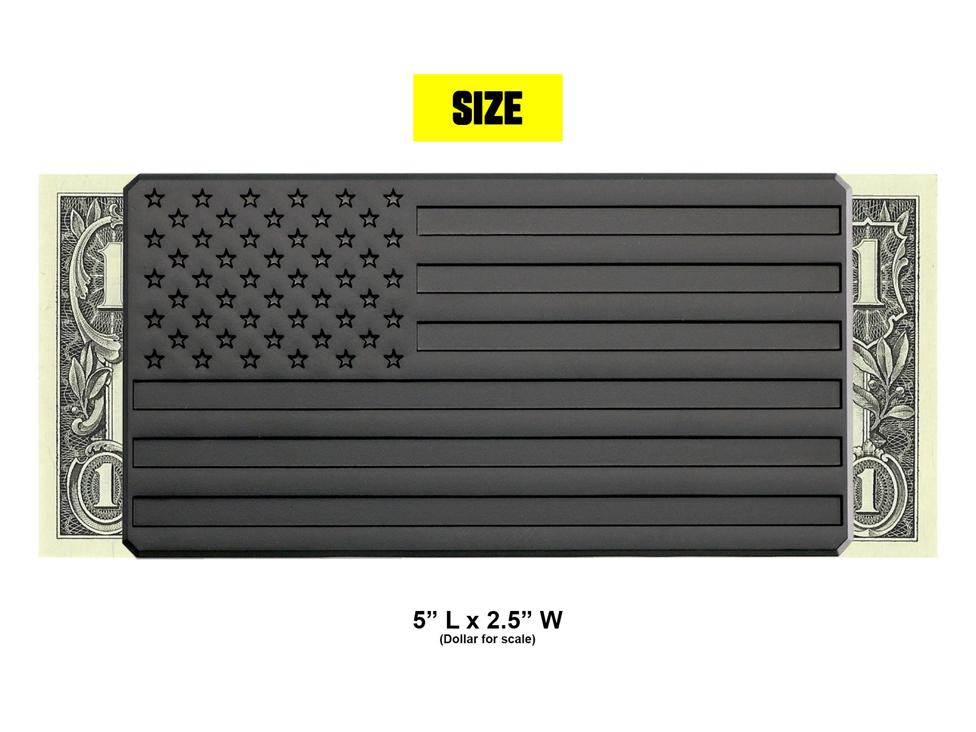 Black American Flag Decal 7"x4" USA Flag Emblem Sticker - Black Metal ...