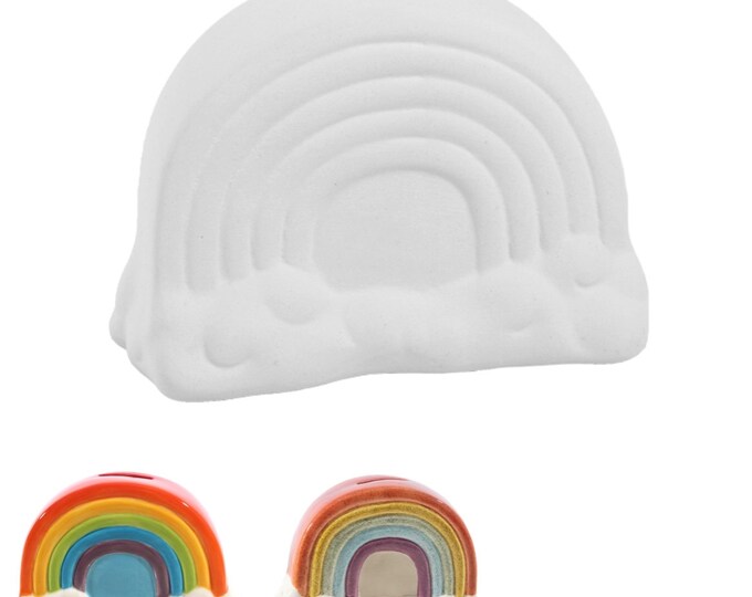 Unpainted Bisque Ceramic Rainbow Bank Ready to Paint W/ Acrylics No ...