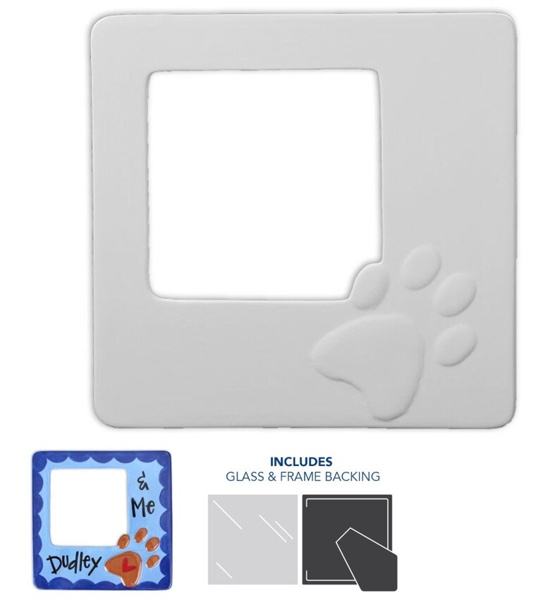 Ready to Paint Ceramic - Paw Print Picture Frame - Etsy
