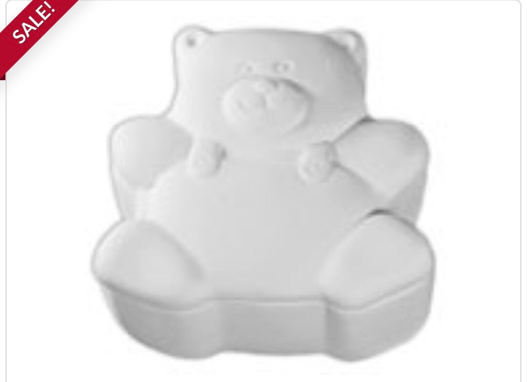 Unpainted Bisque Ceramic Teddy Bear Box Ready to Paint, No Firing ...