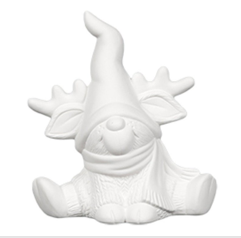 NEW!! Unpainted Bisque Ceramic Ready to Paint Reindeer Gnome. Can Be ...