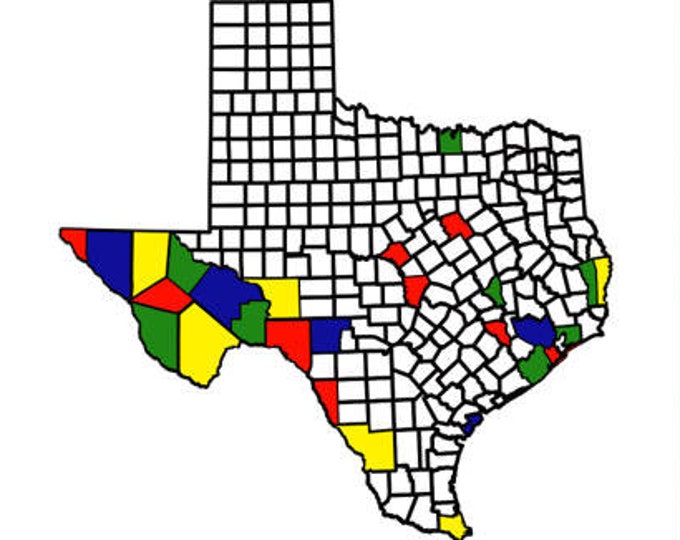 Texas County Map Adventure Tracker - Mini and Large Decal Maps - Etsy