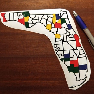 Florida County Decal Map - Camper Decal, Florida Decal, RV Decal ...
