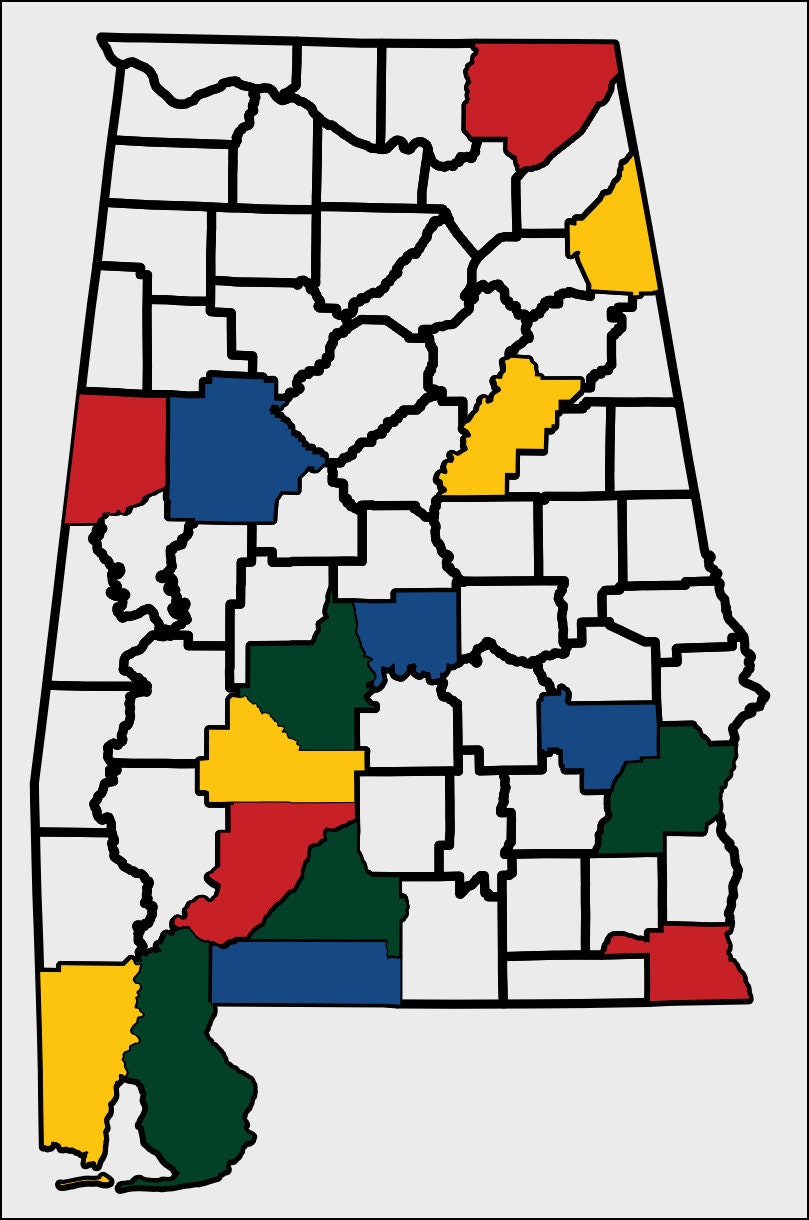 Alabama County Map Adventure Tracker Alabama County Map RV - Etsy