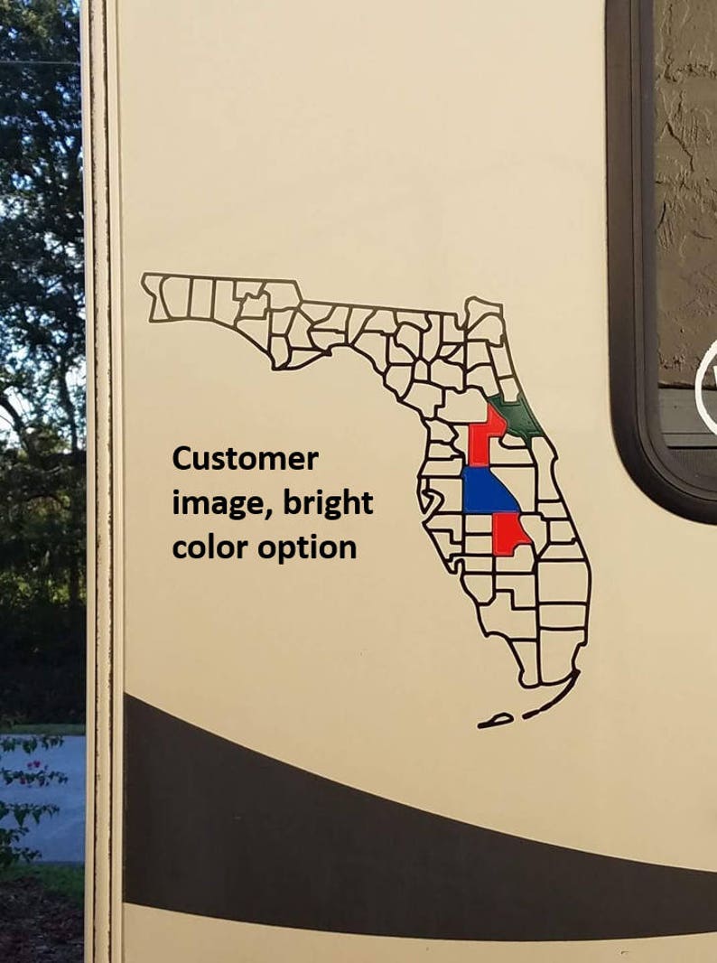 Florida County Decal Map Camper Decal Florida Decal RV | Etsy