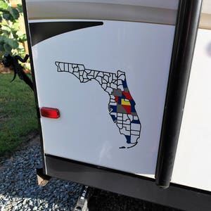 Florida County Decal Map - Camper Decal, Florida Decal, RV Decal ...