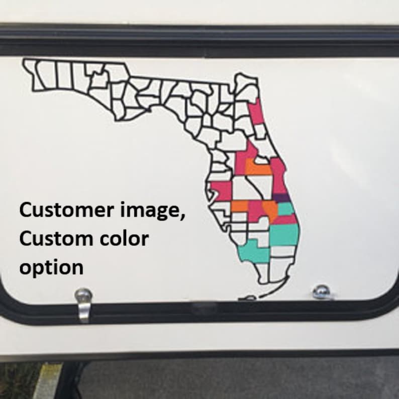 Florida County Decal Map Camper Decal Florida Decal RV | Etsy