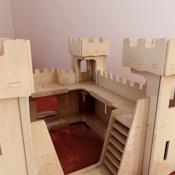 Beautiful wooden Castle toy plans. Pattern vector model for | Etsy