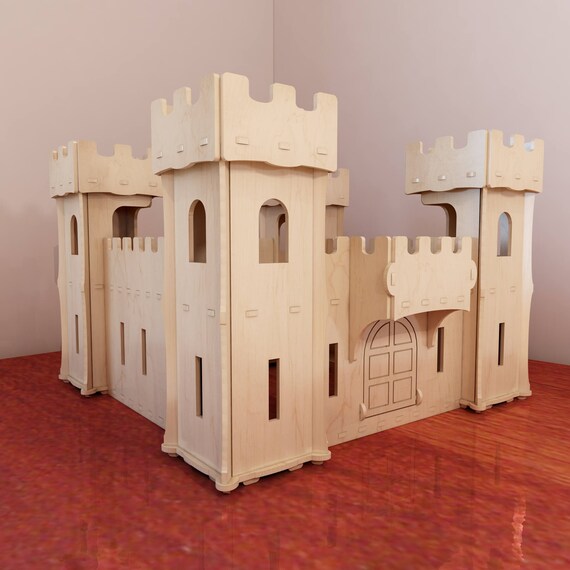 Beautiful wooden Castle toy plans. Pattern vector model for | Etsy