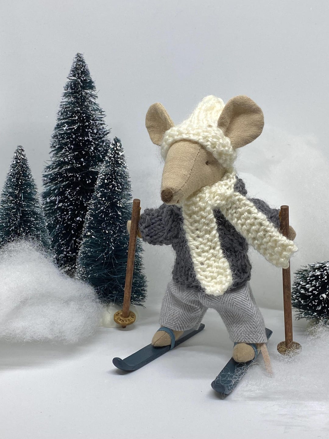 Set of Hand Knitted Winter Hat and Scarf for Maileg Mouse, Big Brother ...