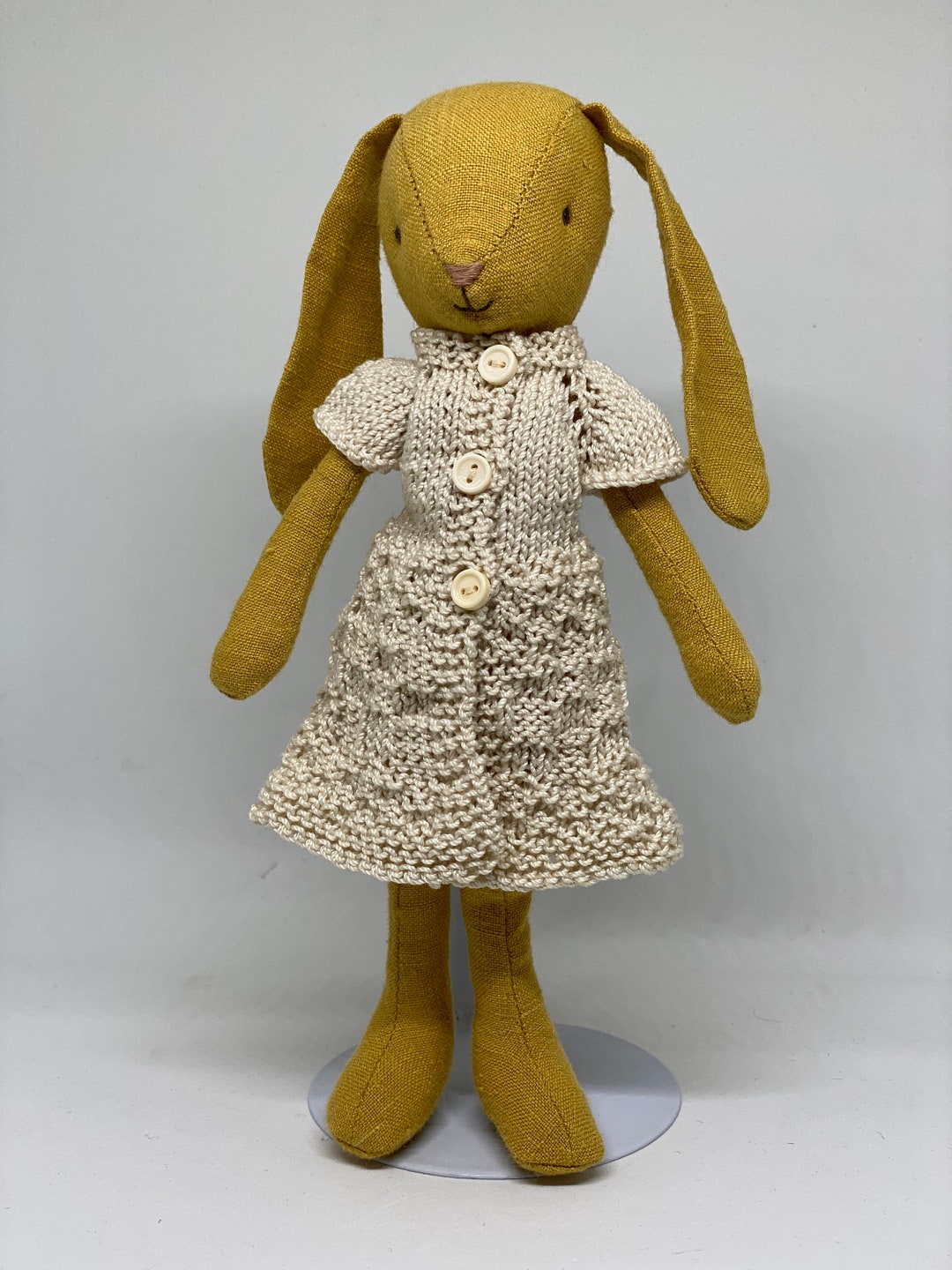 Hand-knitted Jacket for Maileg Hare Made of Fine Cotton, Natural Color ...