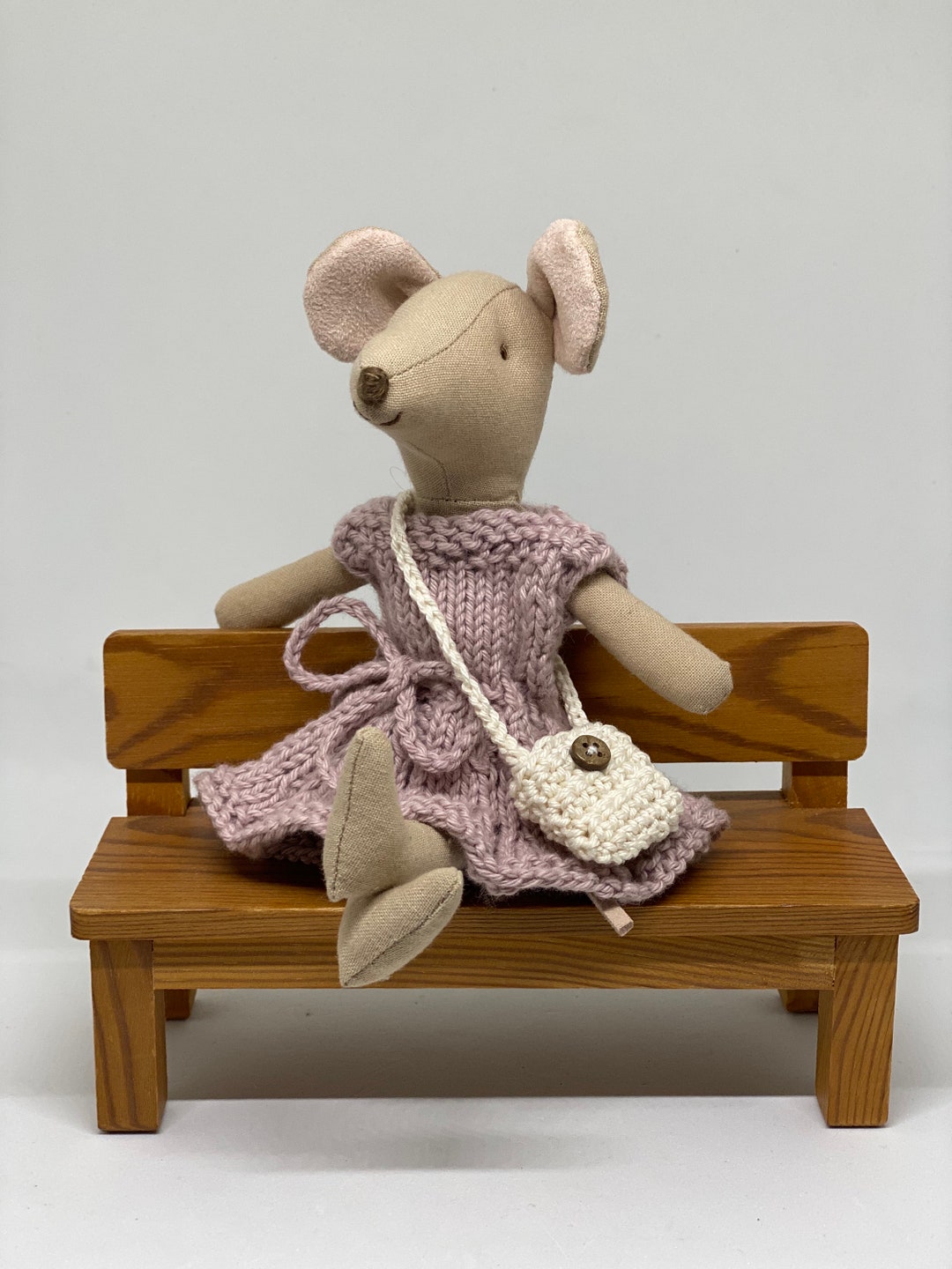 Hand Knitted Dress and Bag for Maileg Mother Mouse of 15 16 Cm - Etsy