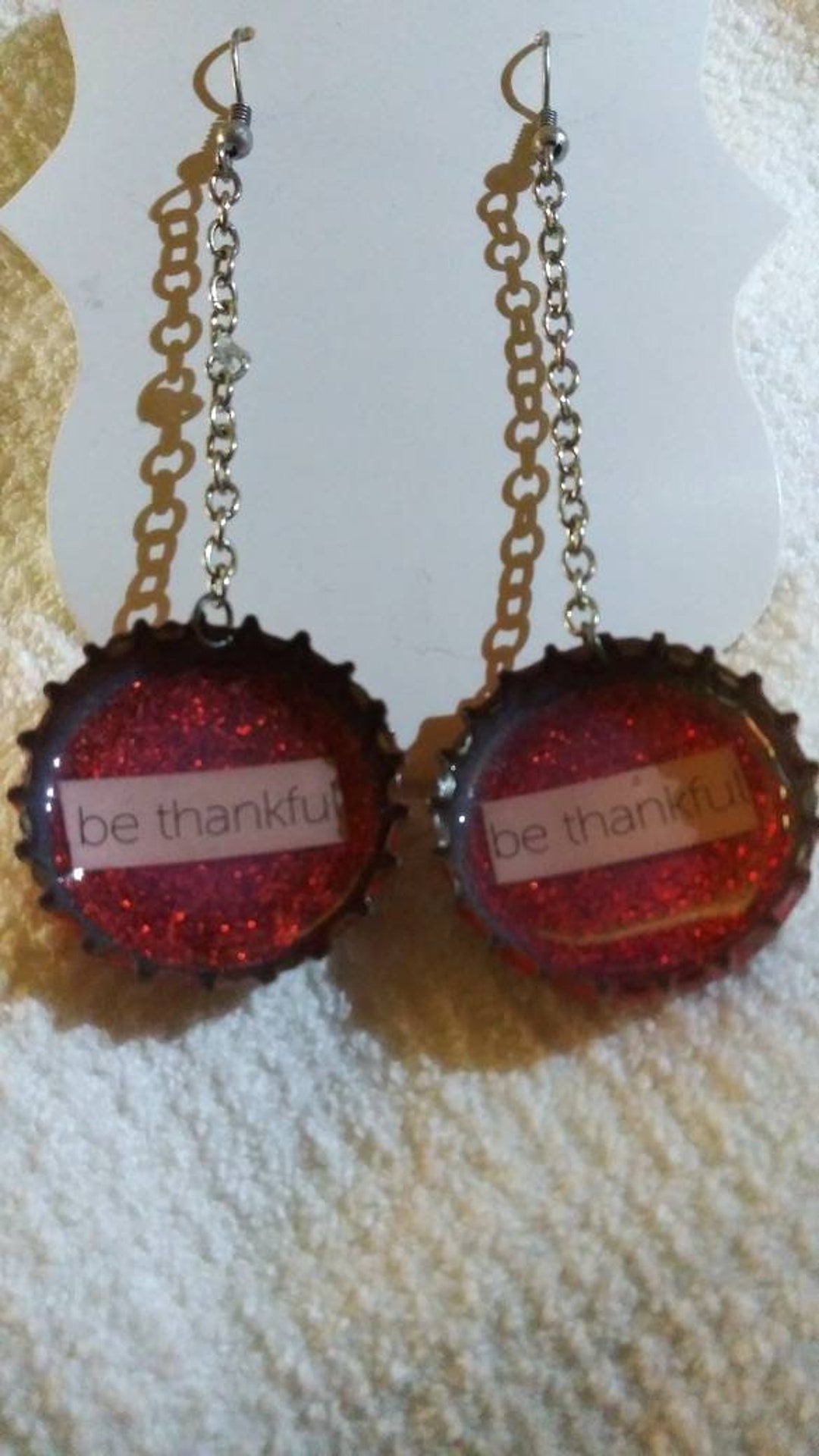 Recycled Angry Orchard Bottle Cap "be Thankful" Earrings - Etsy