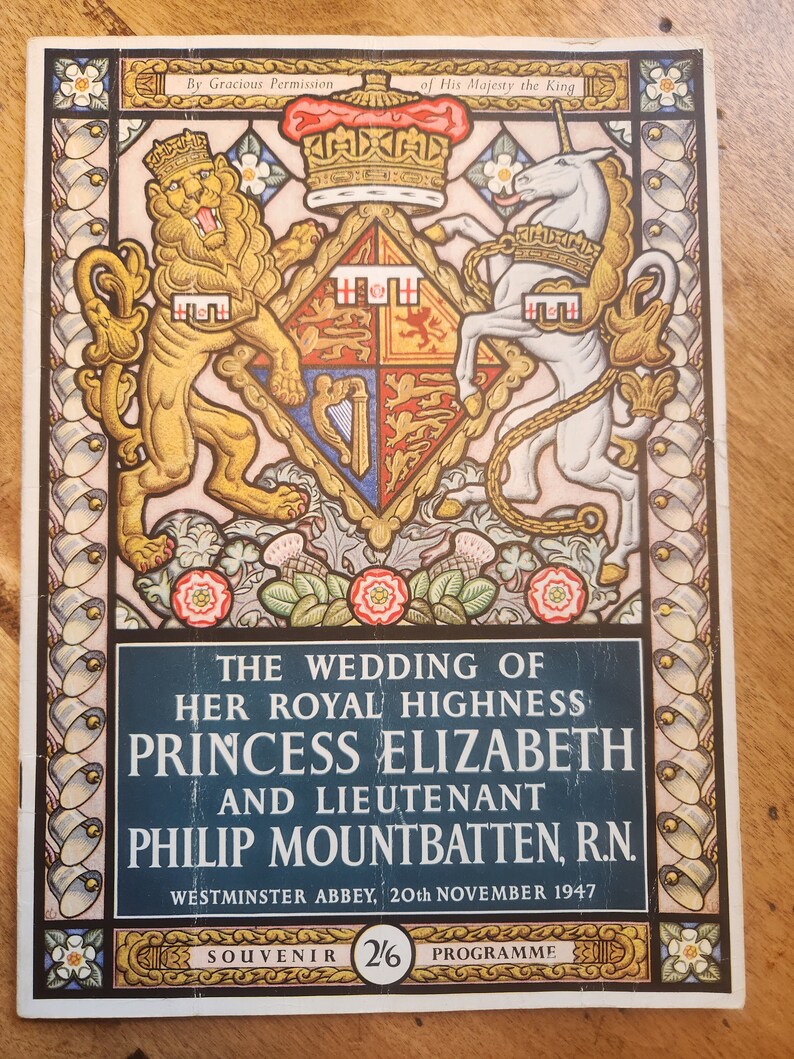 1947 Commemorative Queen Elizabeth and Philip Mountbatten Wedding Program Rare Find - Etsy