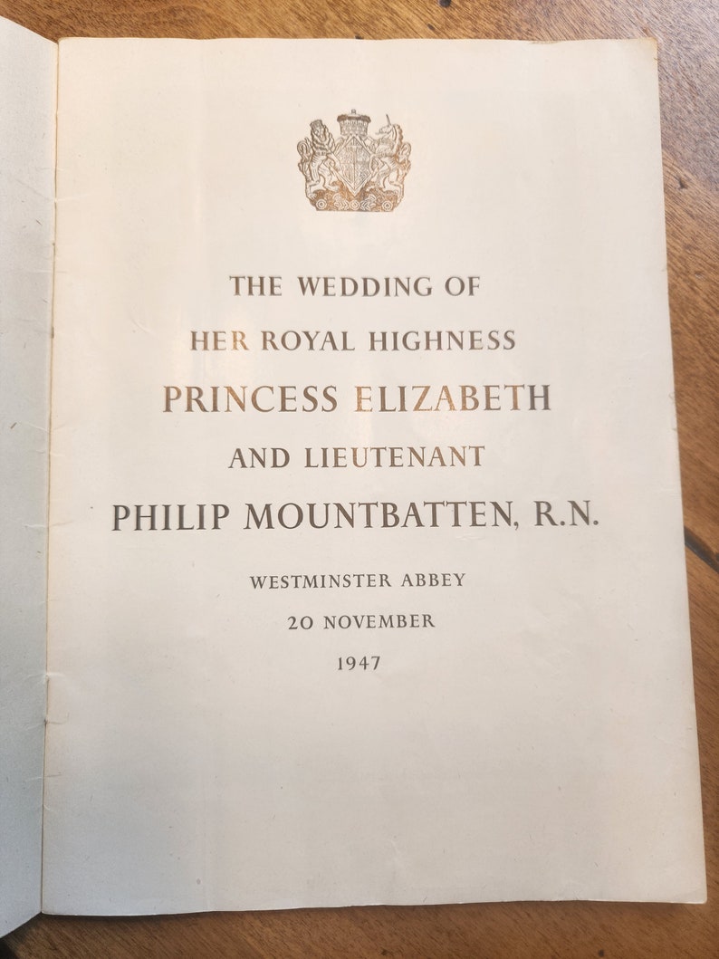 1947 Commemorative Queen Elizabeth and Philip Mountbatten Wedding Program Rare Find - Etsy