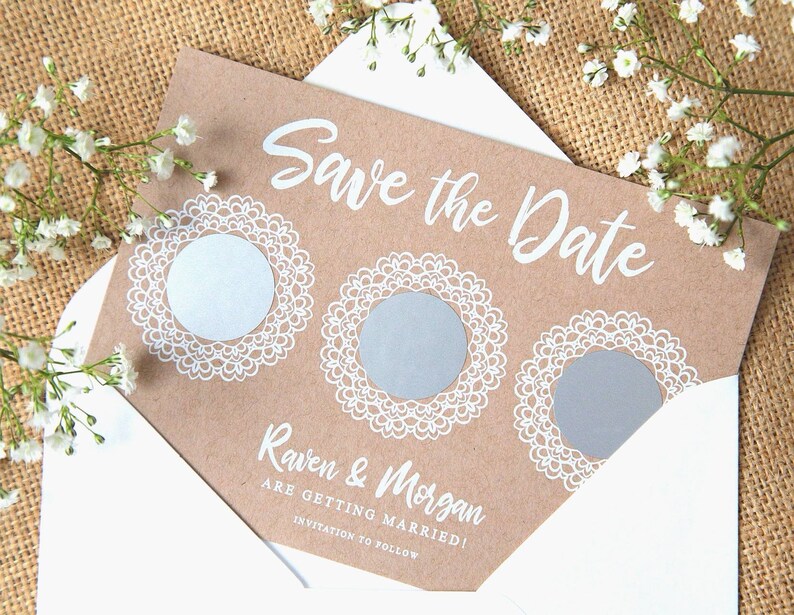 CUSTOM Scratch Off Card Save the Date Invite Personalised Wedding ...