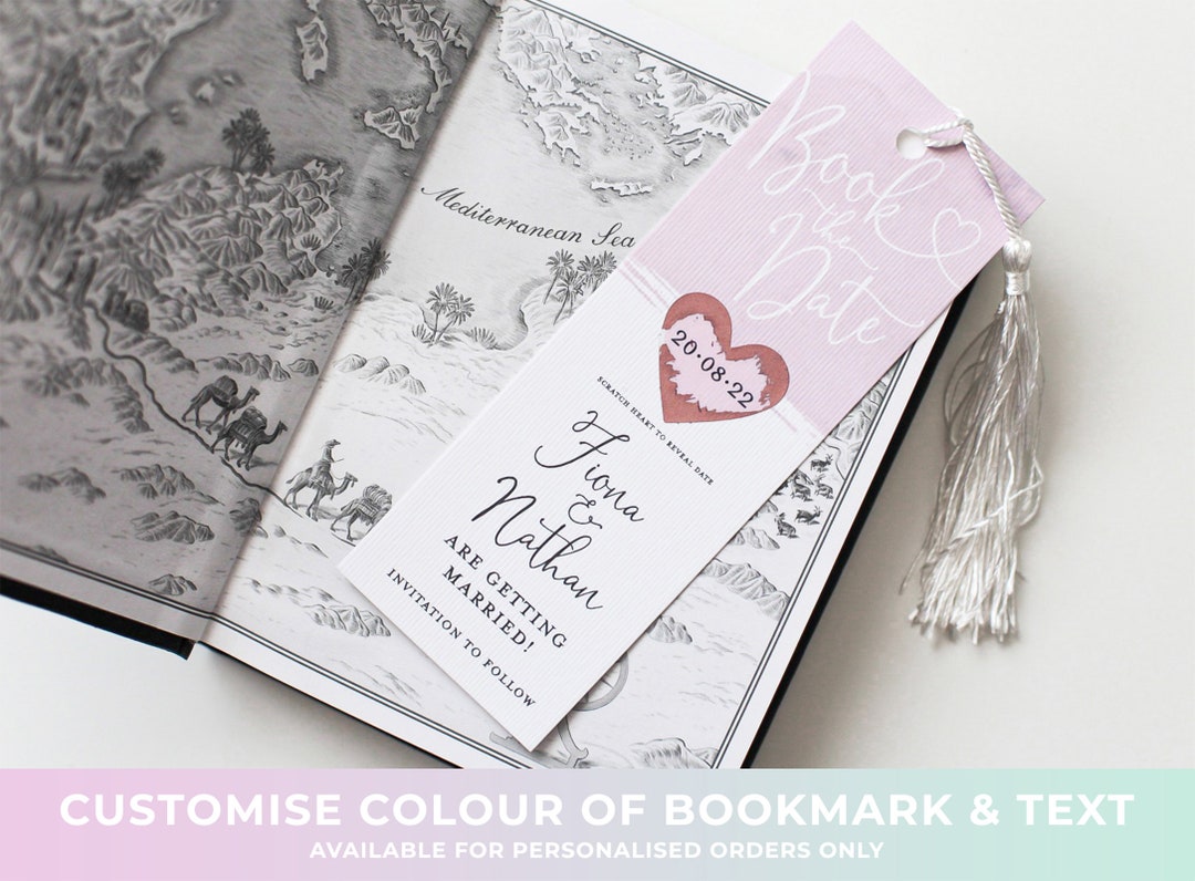 CUSTOM Book the Date Scratch-off Card Bookmark Save the Date Wedding ...